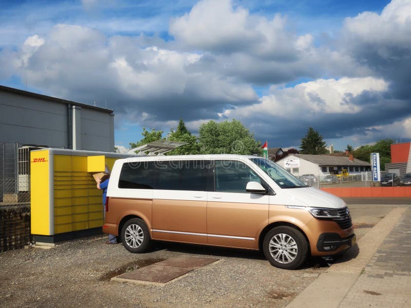 VW van by packstation editorial stock photo. Image of bulli - 189858263