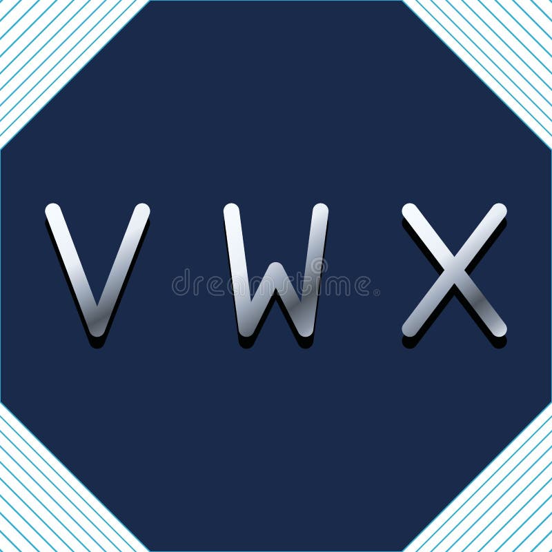 VWX metallic font stock vector. Illustration of letter - 147242011