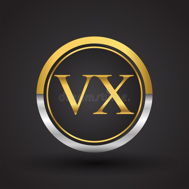 VX Letter Logo in a Circle, Gold and Silver Colored. Vector Design ...