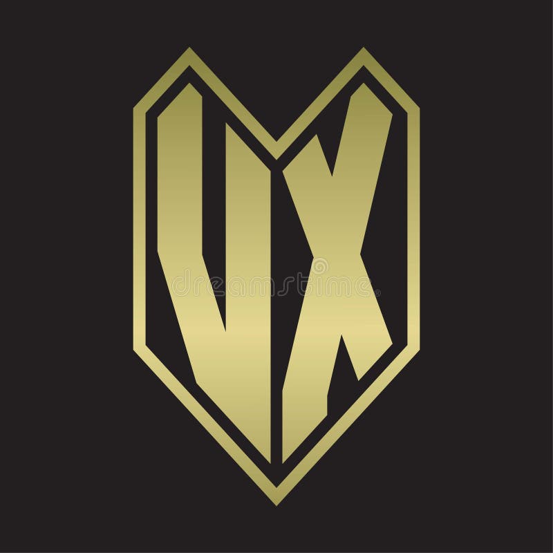 VX Logo Monogram with Emblem Line Style Isolated on Gold Colors Stock ...