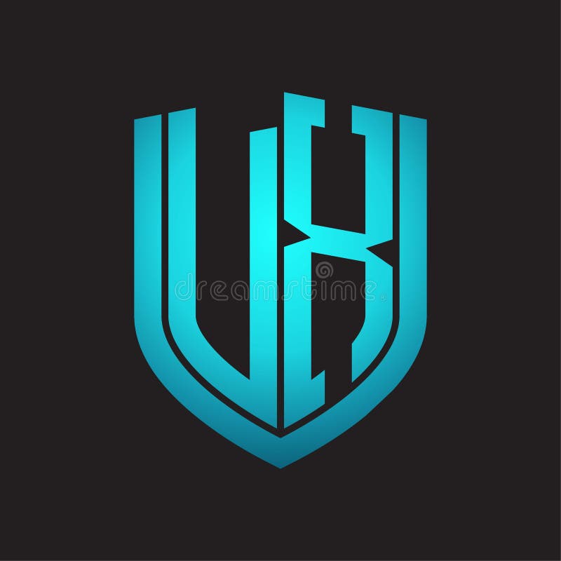 VX Logo Monogram with Emblem Shield Design Isolated with Blue Colors on ...