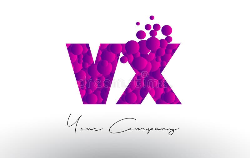 VX V X Dots Letter Logo with Purple Bubbles Texture. Stock Vector ...