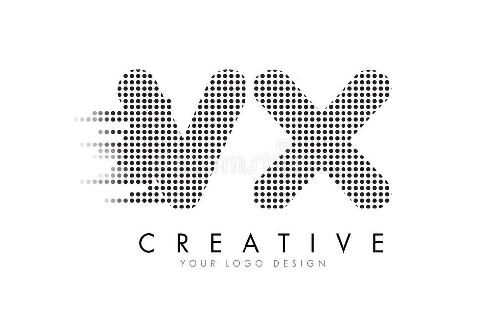 VX V X Letter Logo with Black Dots and Trails. Stock Vector ...