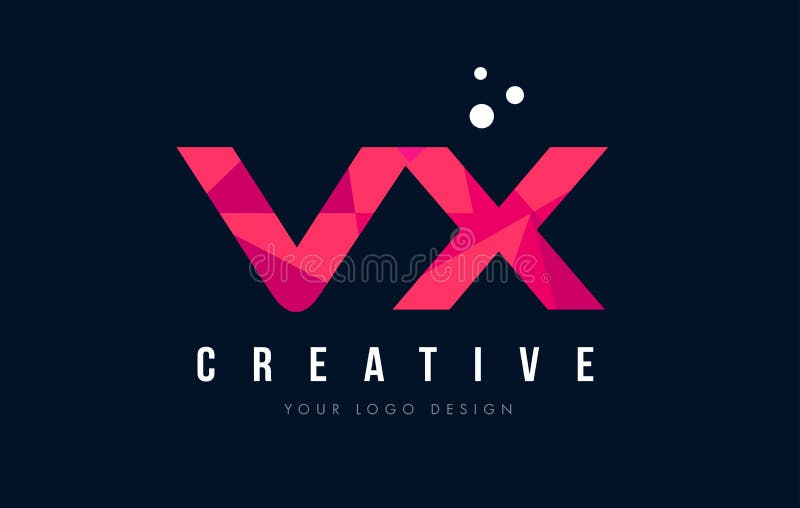 VX V X Letter Logo with Purple Low Poly Pink Triangles Concept Stock ...