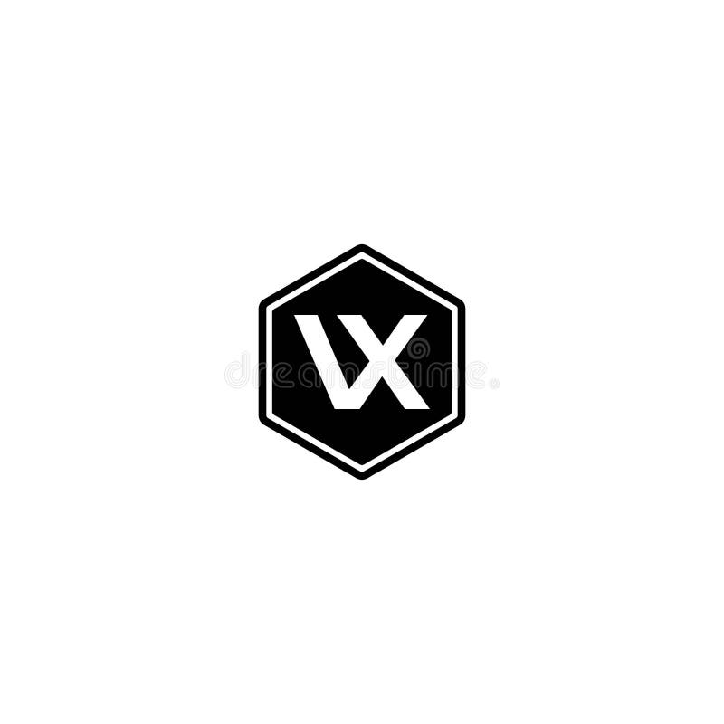 VX and XV V or X Initial Letters Hexagon Shape Monogram Logo Design ...