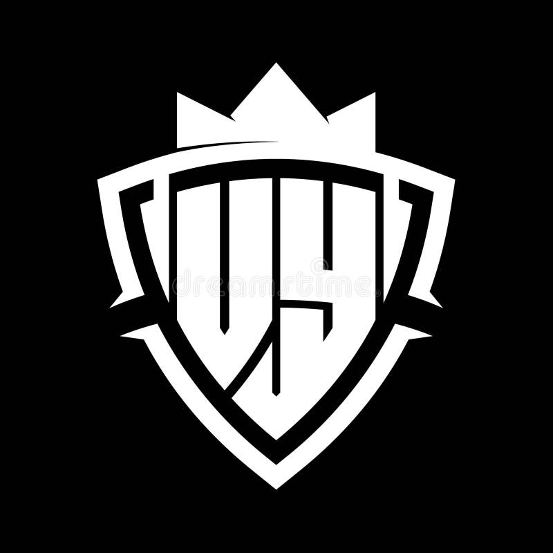 VY Letter Monogram with Triangle Curve Shield Shape with Crown White ...