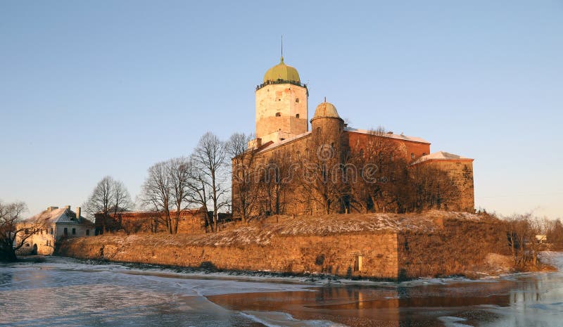 Vyborg Castle. stock photo. Image of castle, island, snow - 63849838