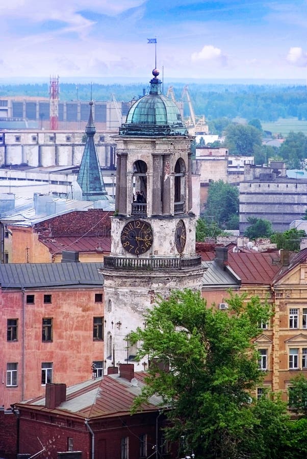 VYBORG CITY. CLOCK TOWER stock image. Image of locations - 44955723