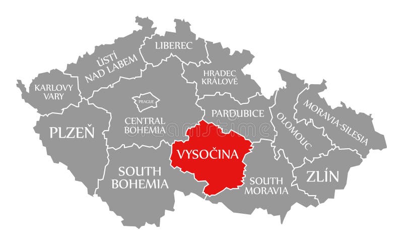 Vysocina Red Highlighted in Map of Czech Republic 库存例证 - 插画 包括有 北风之, 查出: 166291648