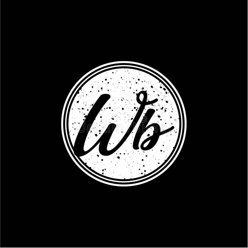 W B Initial Handwriting in Black and White Circle Frame Design Stock ...