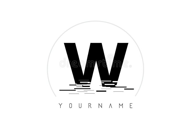W Black Letter Logo Design with Circular Shape and Water Effect Stock ...
