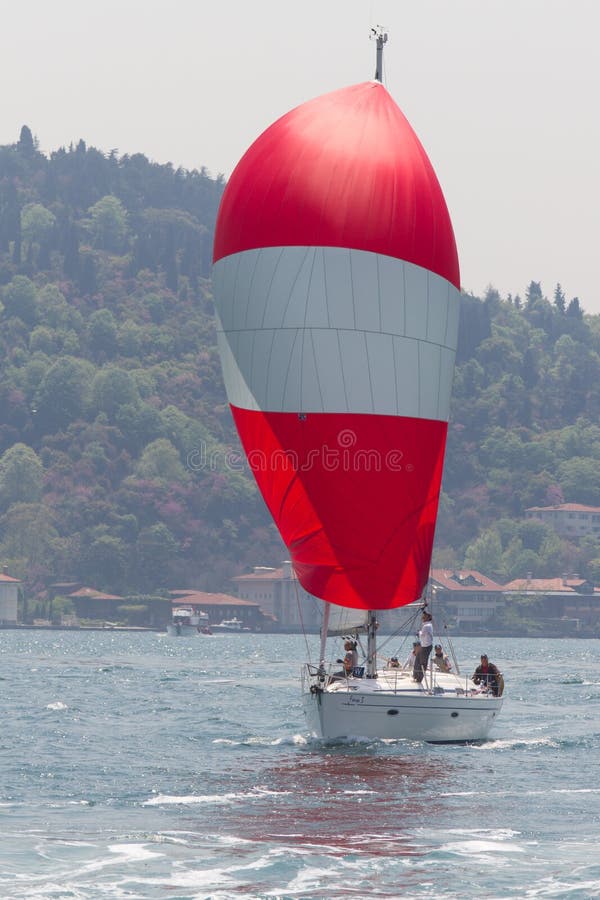 Fast Sailing Cruising Yacht at Heeling Stock Image - Image of movement ...