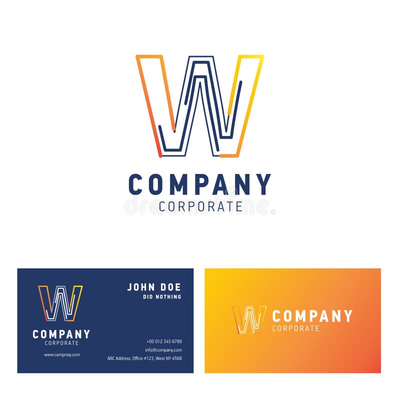 W Company Logo Design with Visiting Card Vector Stock Vector ...