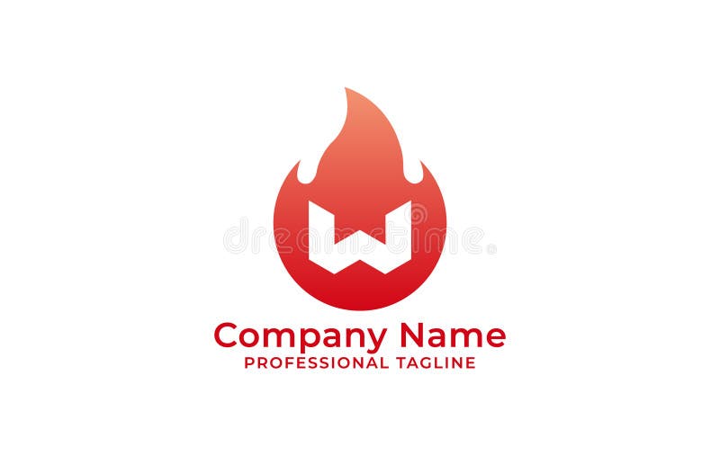 W on Fire Logo Design Template W Logo in Fire Flame Ilustración del ...