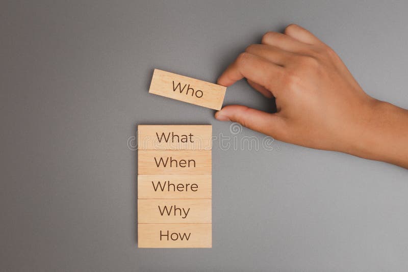 5W1H Who What Where when Why How, Hand Holding Wooden Block Showing ...