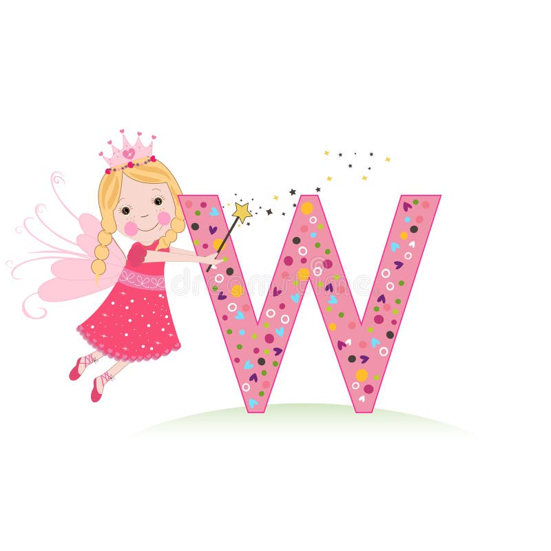 W Letter with a Cute Fairy Tale Stock Vector - Illustration of beauty ...