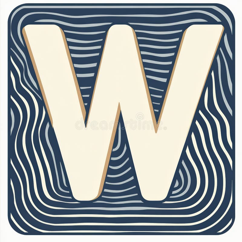 W Letter Graphic Design with Wavy Lines and Vintage Style Background ...