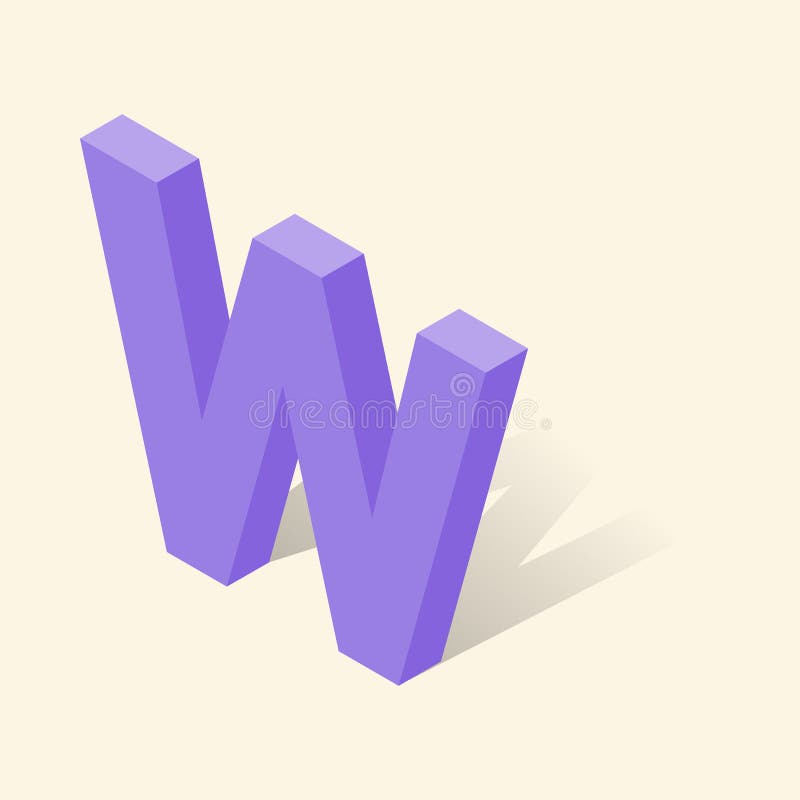 W Letter in Isometric 3d Style with Shadow Stock Illustration ...