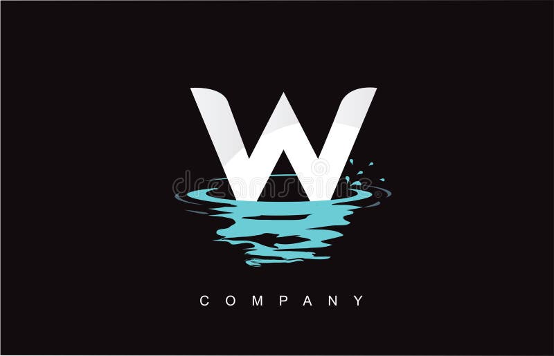 W Letter Logo Design with Water Splash Ripples Drops Reflection Stock ...