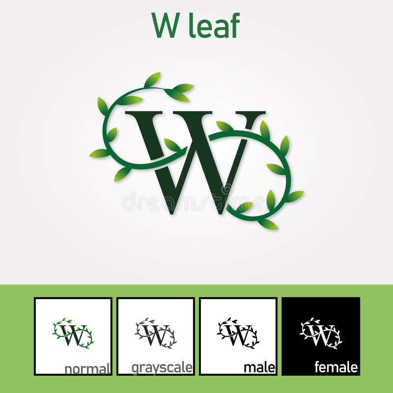 W Letter Logo. Green Color. Leaf Style - Vector Stock Vector ...