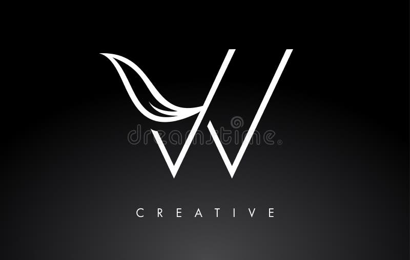 W Letter Logo with Monogram Leaf Concept in Black and White Colors ...