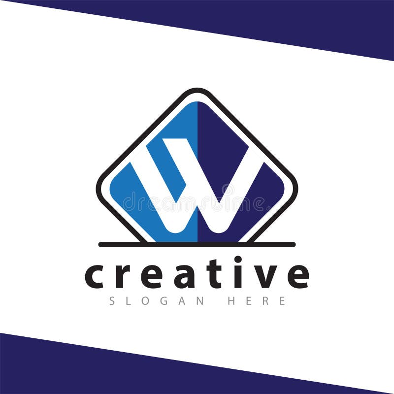 W Letter with Plaque Square Logo Icon Vector Template Stock Vector ...
