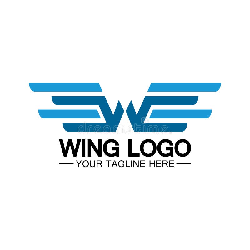 W Letter for Wings Logo Design, Combination W Letter and Wings Stock ...