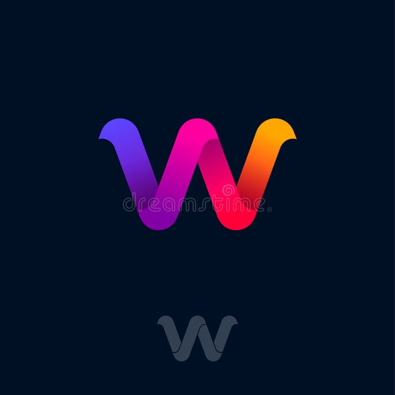 W Logo Consist of Rainbow Ribbon. W Origami Monogram. Network, Web Icon ...