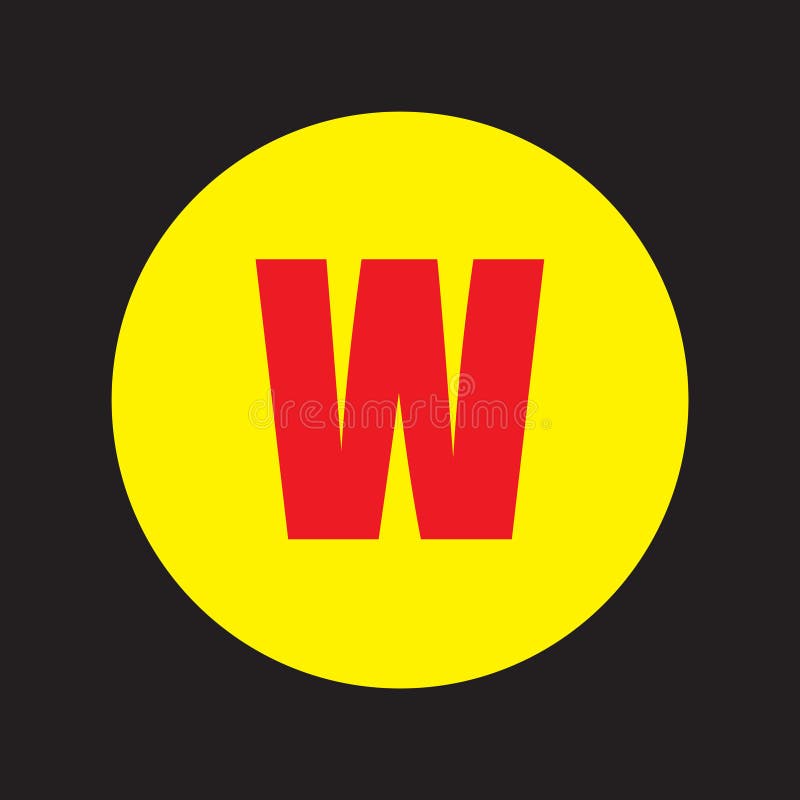 Letter W with Red Impact Font in Yellow Circle Stock Vector ...