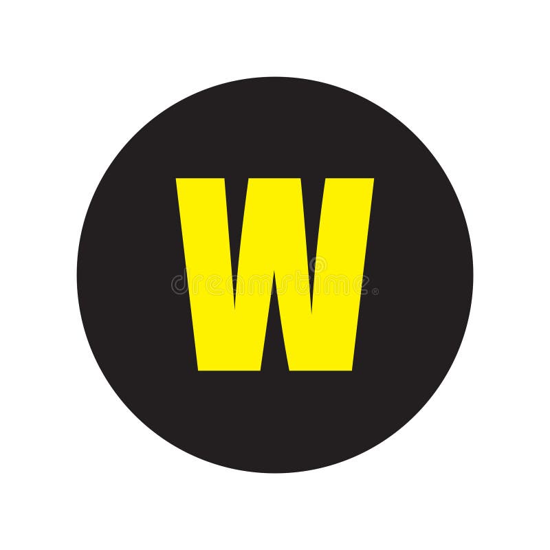 Letter W Logo Symbol with Yellow Impact Font in Black Circle Stock ...