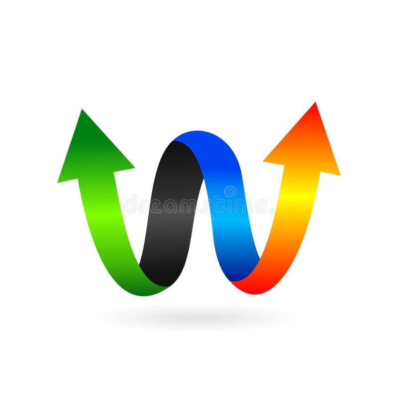 W Ribbon Arrow Logo Concept Stock Vector - Illustration of alphabet ...