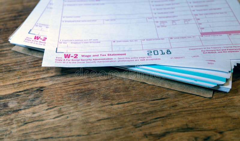 W-2 2018 Tax Forms on a Table Editorial Stock Photo - Image of ...