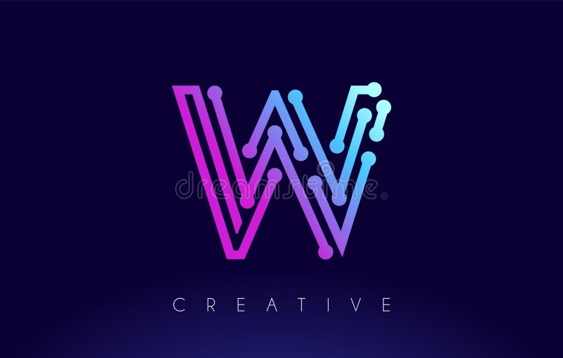 W Tech Letter Logo Concept with Connected Technology Dots Stock Vector ...