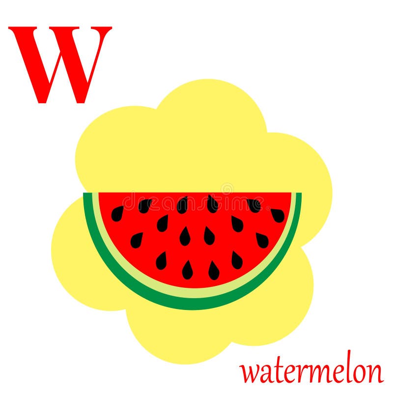 W is for Watermelon Illustration Alphabet Stock Vector - Illustration ...