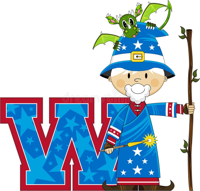 W is for Wizard stock vector. Illustration of fantastical - 88798140