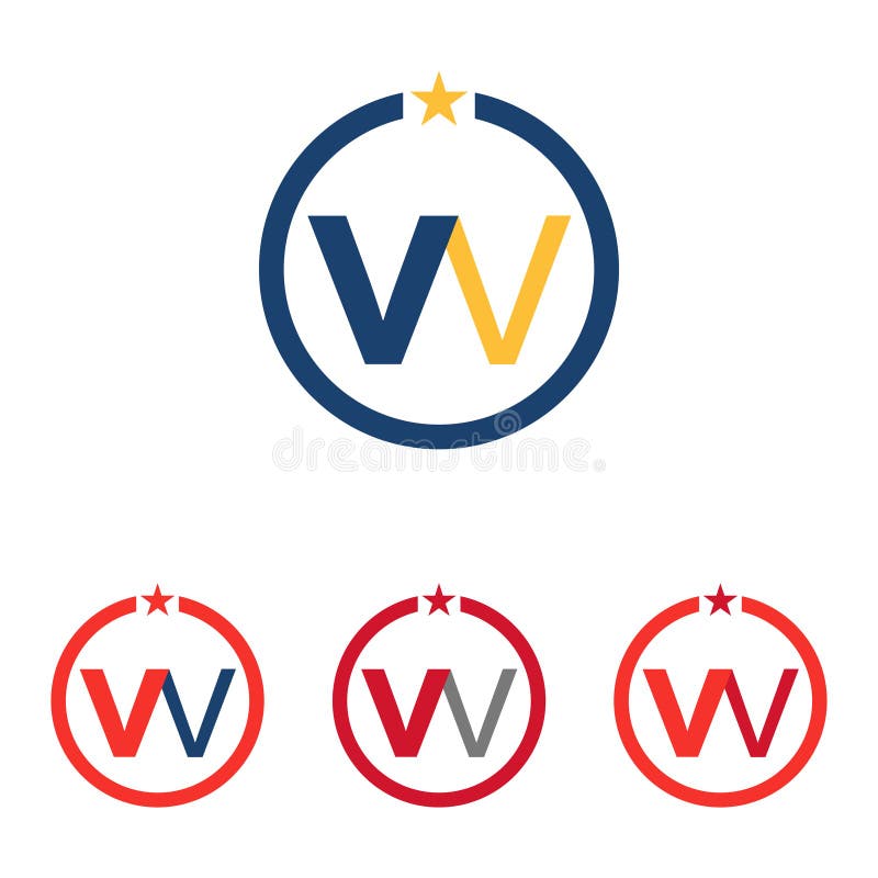 W - WV - VW Circle Star Logo Symbol Template Stock Vector ...