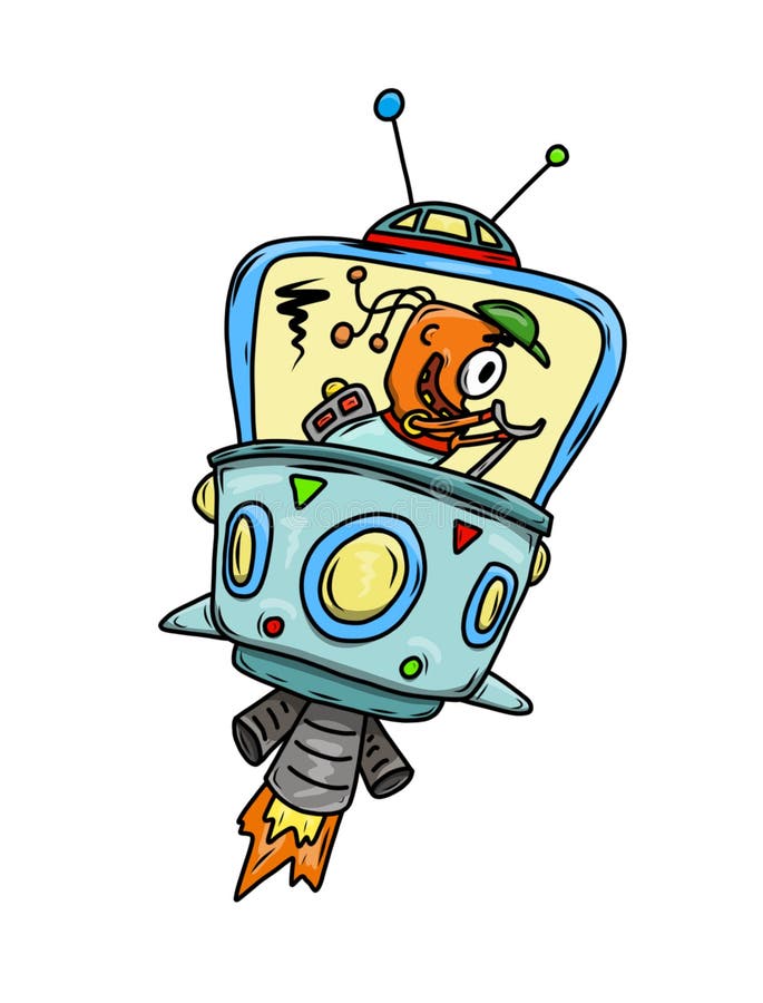 Wacky, Crazy Space Alien or Monster Cartoon. Isolated on White. Stock ...