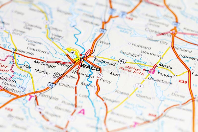 Waco City Road Map Area. Closeup Macro View Editorial Photo - Image of ...