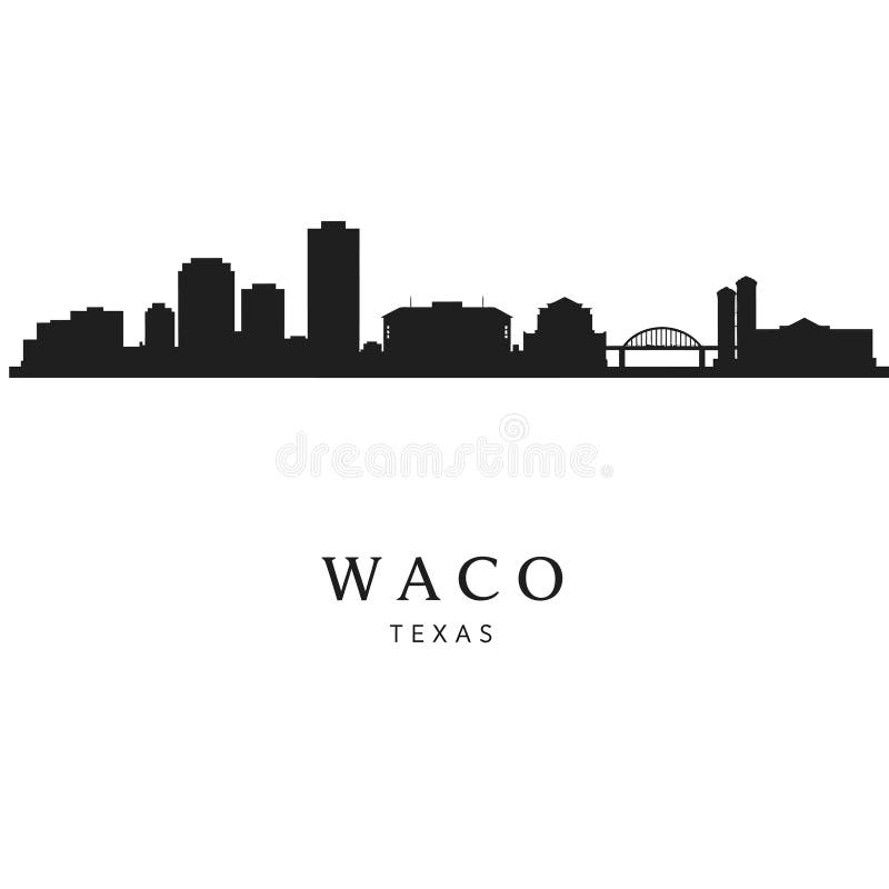 Waco Texas Skyline Silhouette Black and White Stock Vector ...
