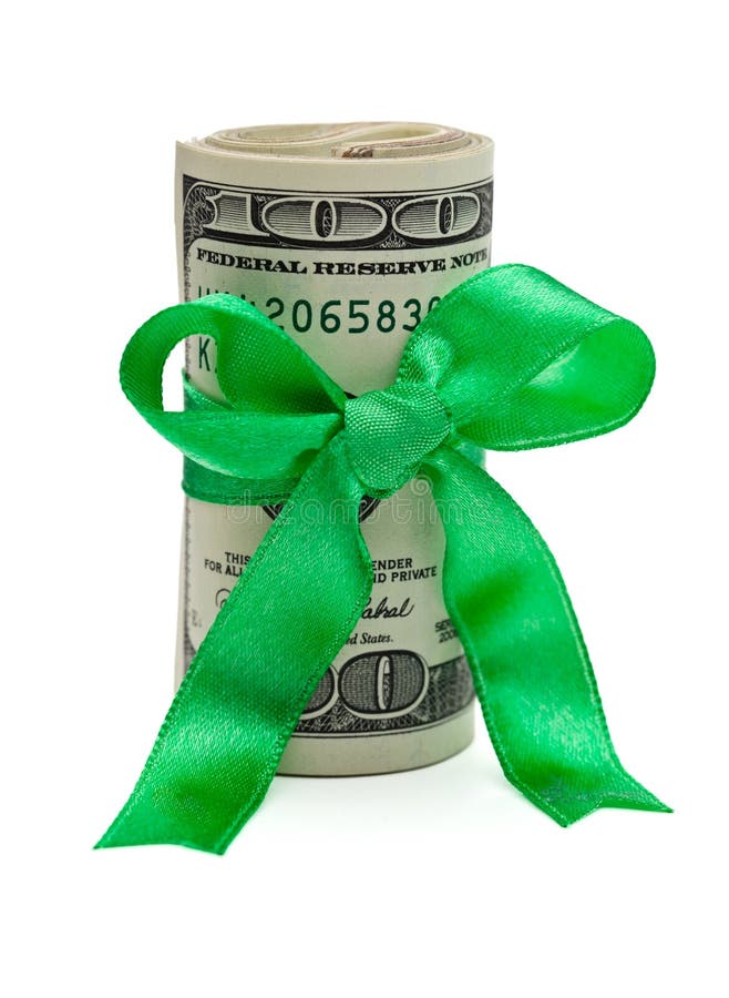 Wad of Cash with Red Bow stock photo. Image of close - 22337756