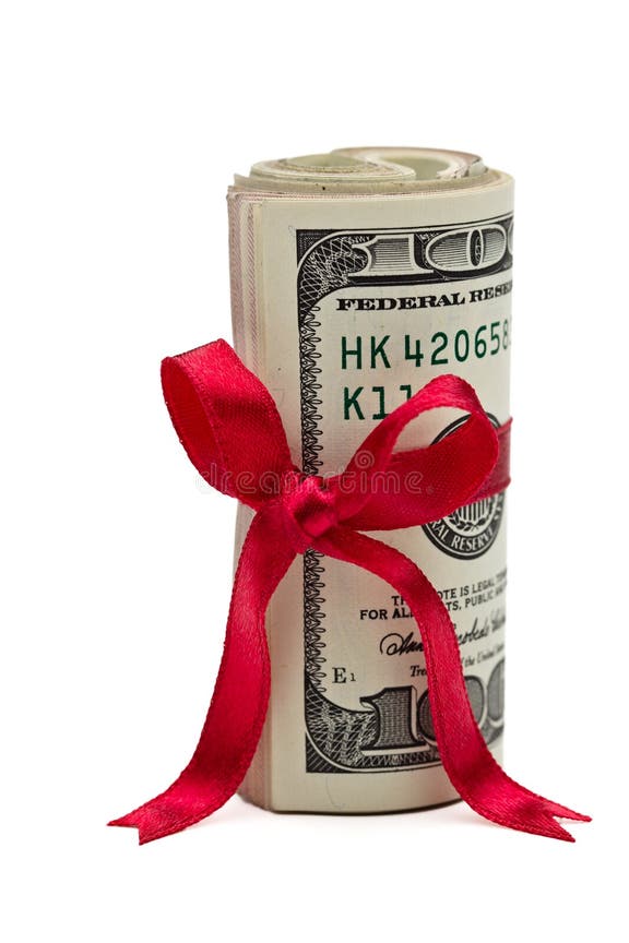 Wad of Cash with Red Bow stock image. Image of relief - 22351635