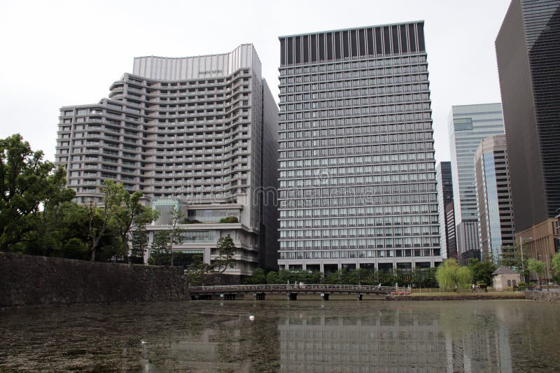 Wadakura Moat and Modern Buildings in Tokyo - Japan Stock Image - Image ...