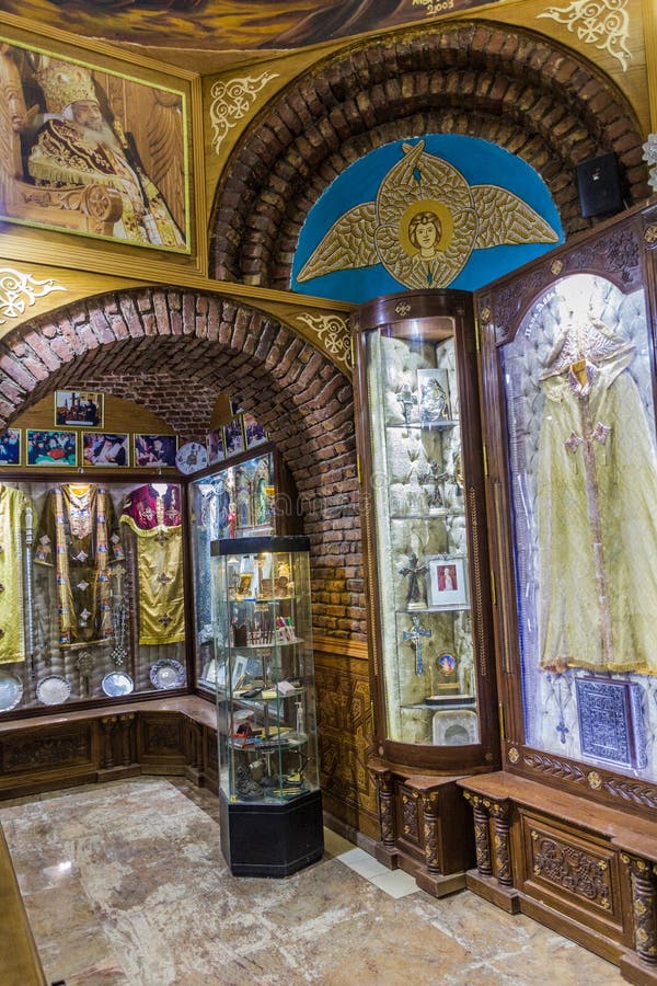 WADI NATRUN, EGYPT - JANUARY 30, 2019: Interior of Saint Pishoy (Bishoi ... WADI NATRUN, EGYPT - JANUARY 30, 2019: Interior of Saint Pishoy (Bishoi ...
