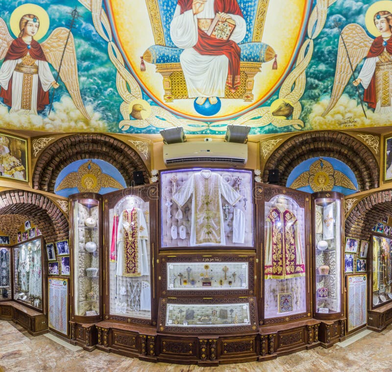 WADI NATRUN, EGYPT - JANUARY 30, 2019: Interior of Saint Pishoy (Bishoi ... WADI NATRUN, EGYPT - JANUARY 30, 2019: Interior of Saint Pishoy (Bishoi ...