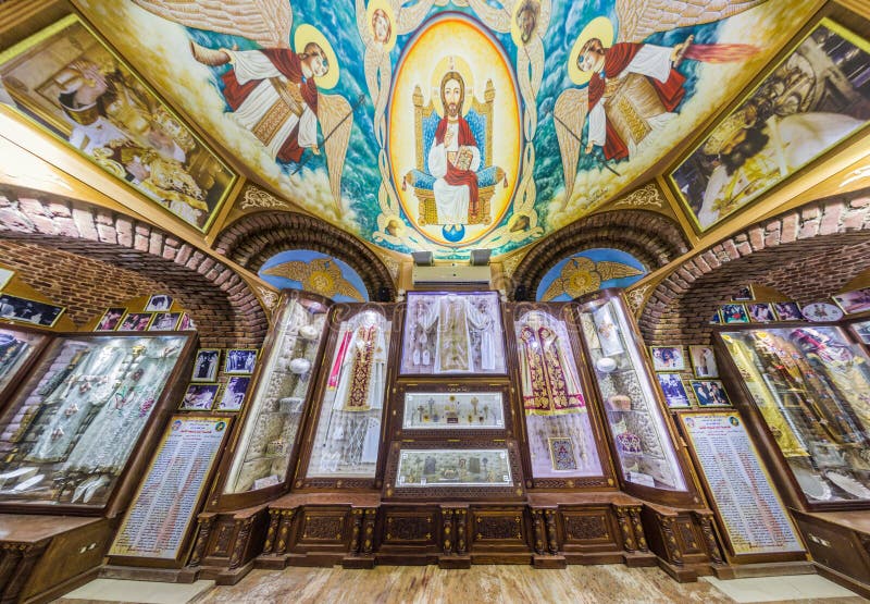 WADI NATRUN, EGYPT - JANUARY 30, 2019: Interior of Saint Pishoy (Bishoi ... WADI NATRUN, EGYPT - JANUARY 30, 2019: Interior of Saint Pishoy (Bishoi ...