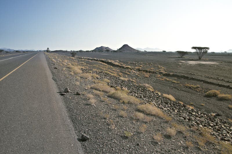 Wadi Road Towards Hills in Oman Stock Photo - Image of nature, ghul ...