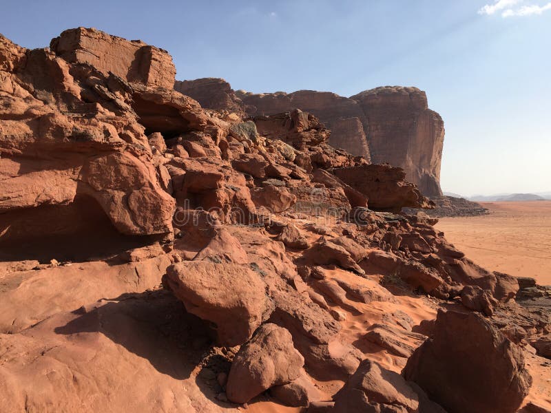 Wadi Rum in Jordan. stock image. Image of wadi, sunset - 254245475