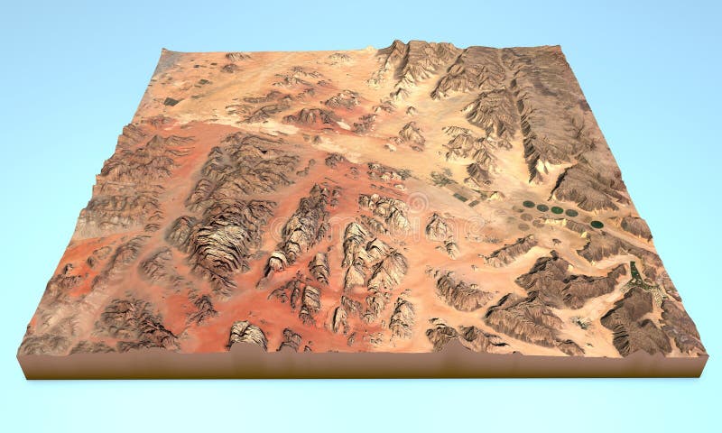 Wadi Rum Desert Jordan Map Aerial View Stock Illustration ...