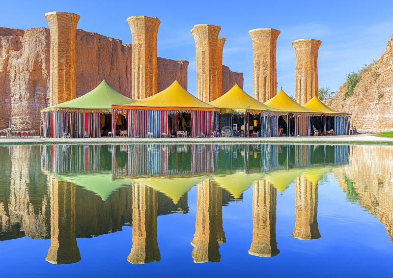 The Wadi Rum Desert Oasis in Jordan Features a Bedouin Camp Near a ...