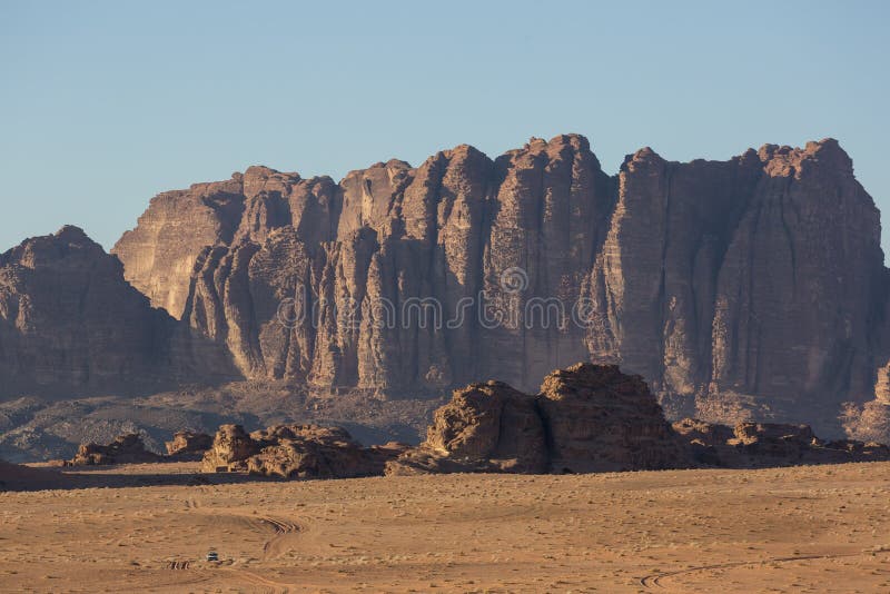 Wadi Rum the Moon Valley Desert Landscape at Sunset Time, Jordan Stock ...